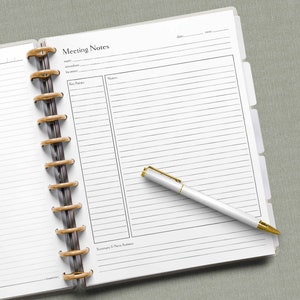 Meeting Minutes Printable, Note Taking Agenda, Professional, School and ...