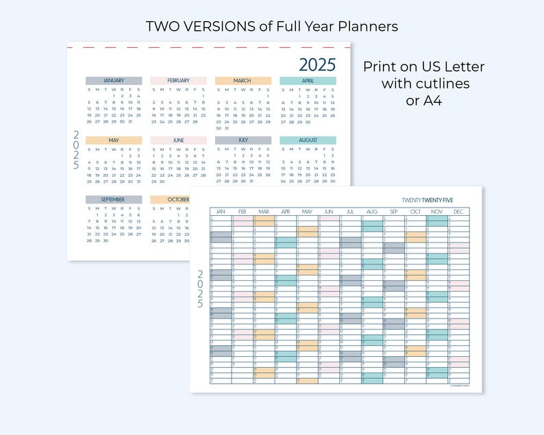2025 Printable Planners, Foldout for A5 Planners, Prints on US Letter ...