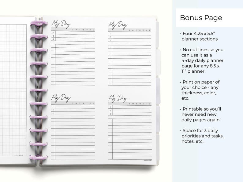 Printable Mini Daily Planner, Desktop Workday Notepad, Flexible, Always ...