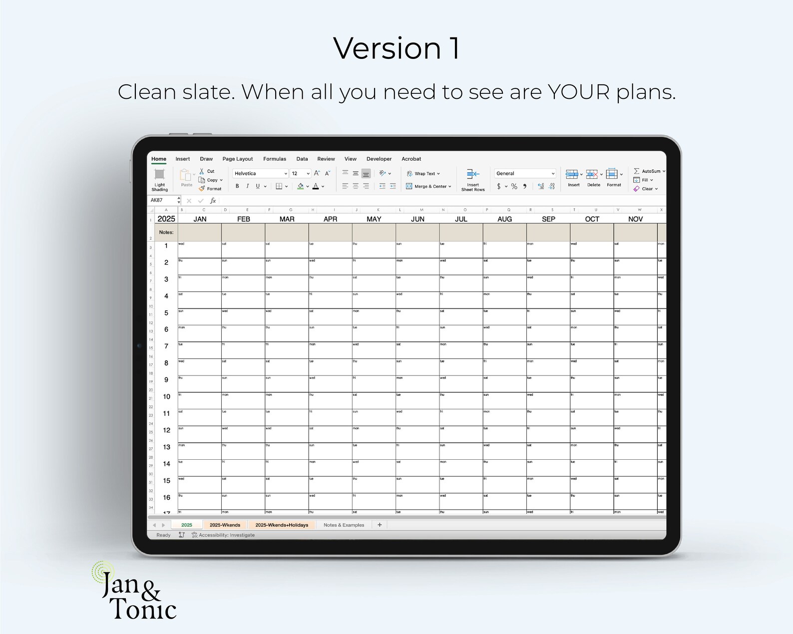 2025 Year Planner Excel Spreadsheet for Habits, Students, Professionals ...