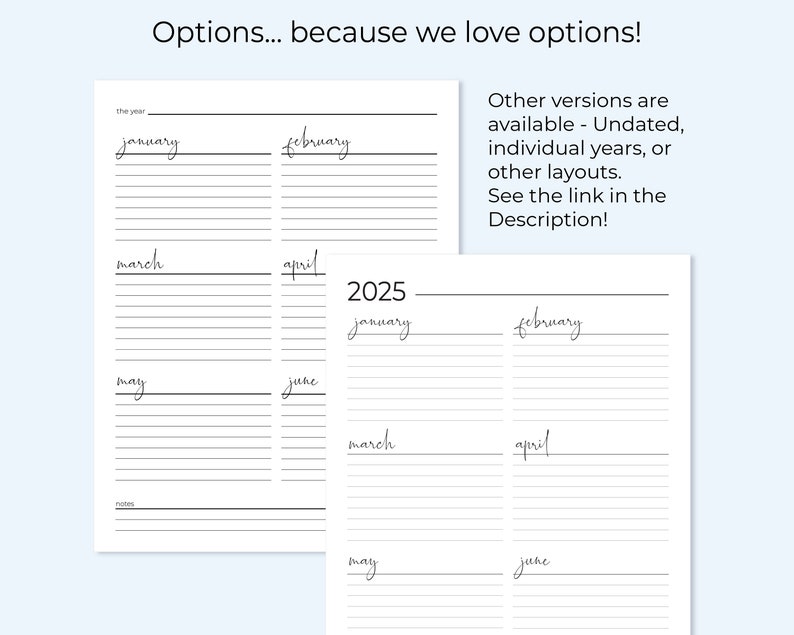 Printable Yearly Planner With Minimalist Two-page Calendar for 5 Years ...