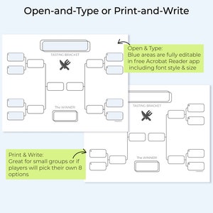 Printable Tasting Bracket for Game Day, Tournament Parties, Holidays ...