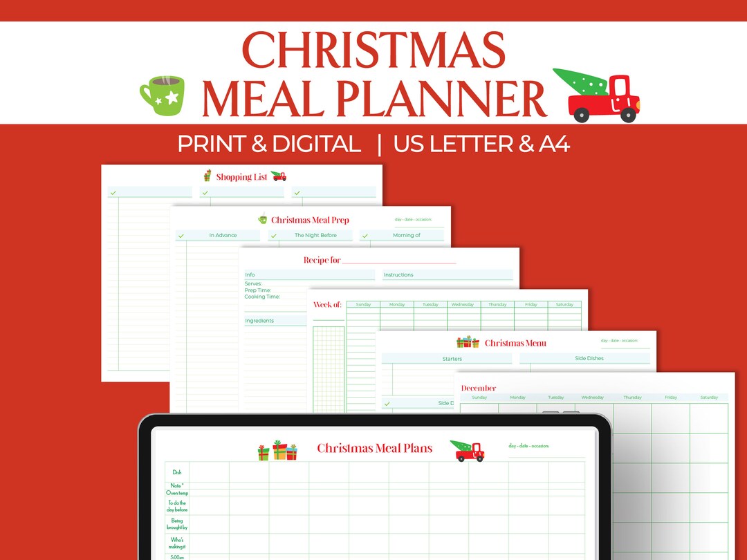 Holiday Plan Printable Meal & Party Planner. Menu, Recipes, Prep ...