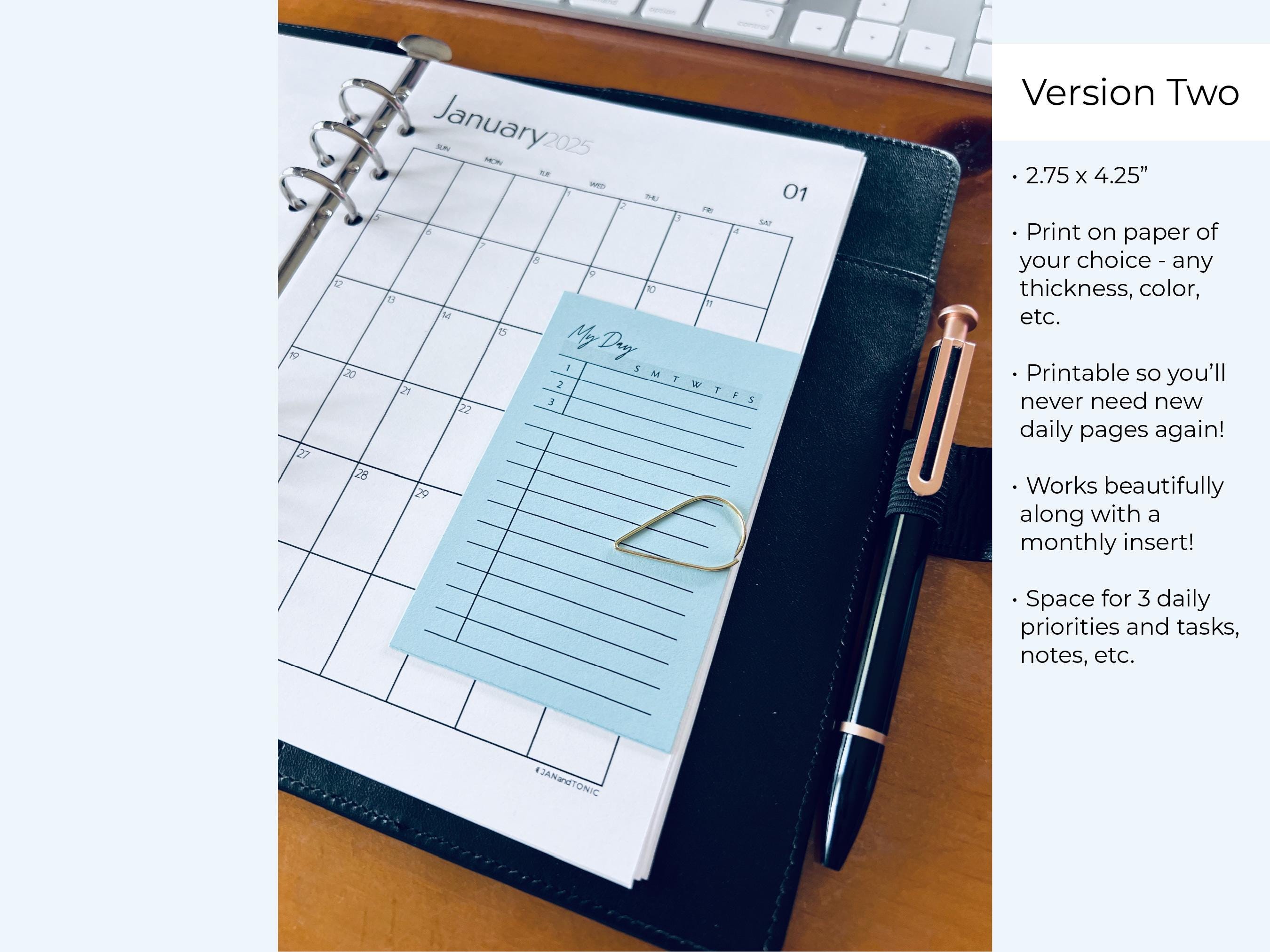 Printable Mini Daily Planner, Desktop Workday Notepad, Flexible, Always ...