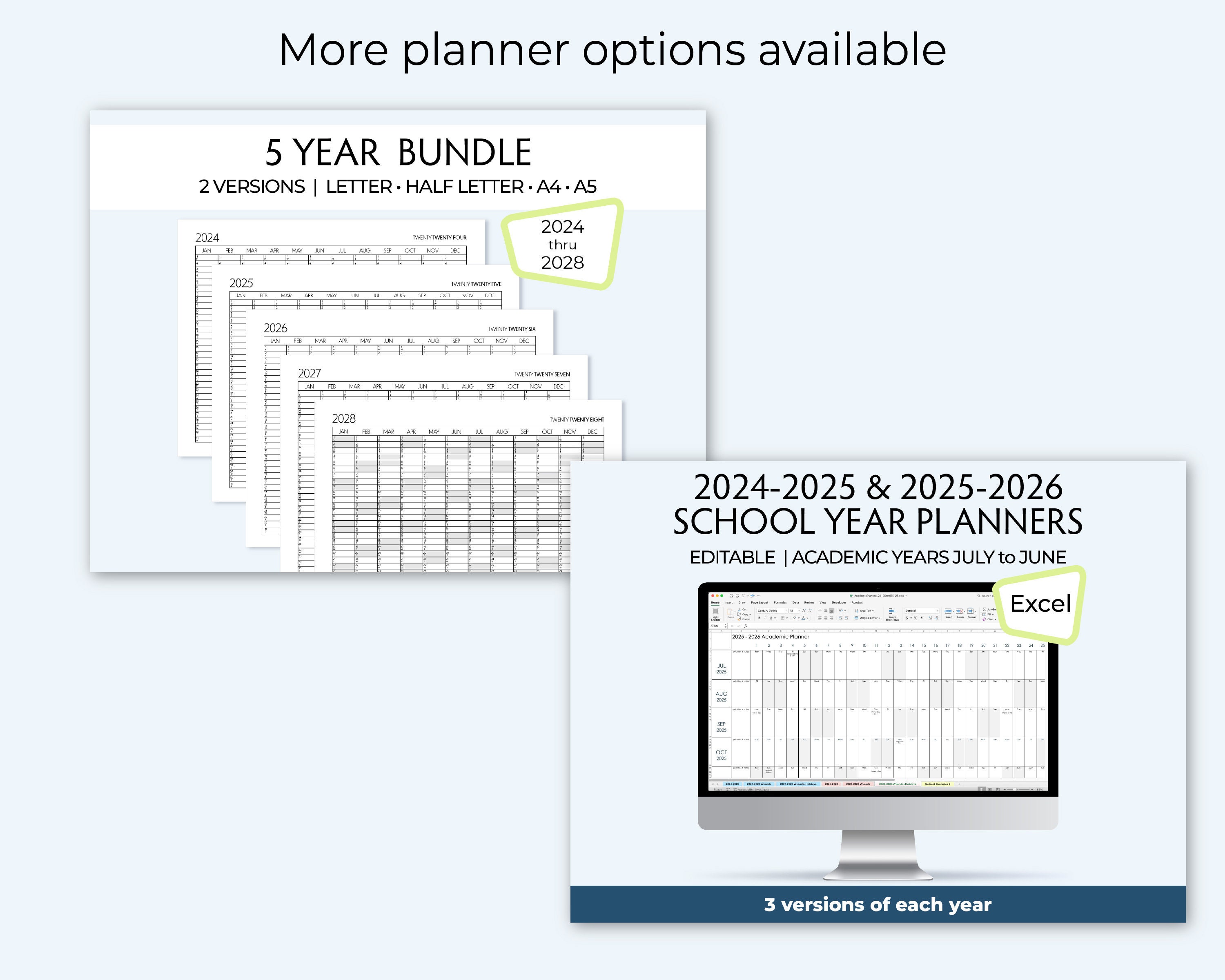 Printable Planner Bundle, Year, Month, Week, Day, Savings, Expenses ...