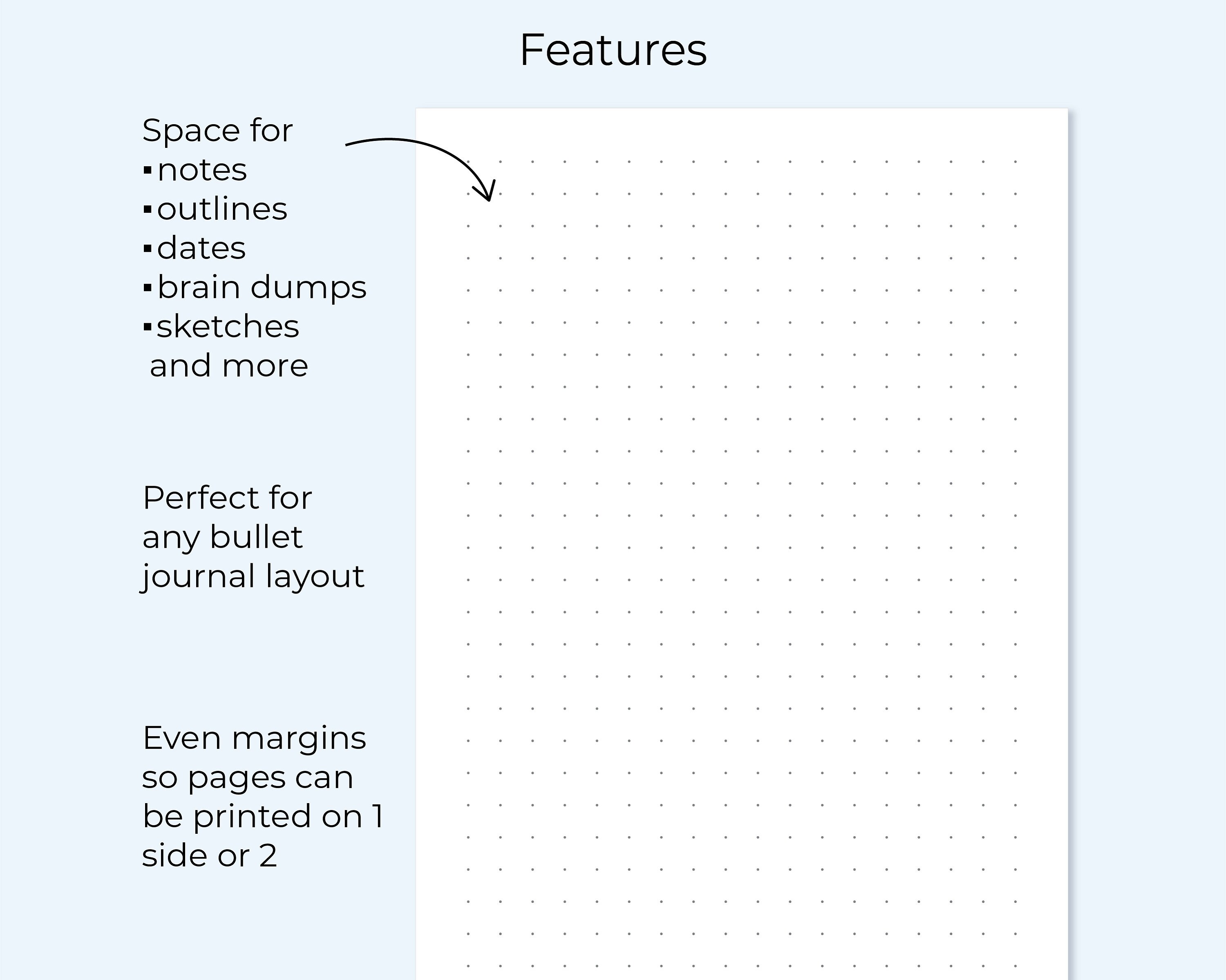 Printable Dot Grid Notepaper for Any Planner, Notebook or Journal ...