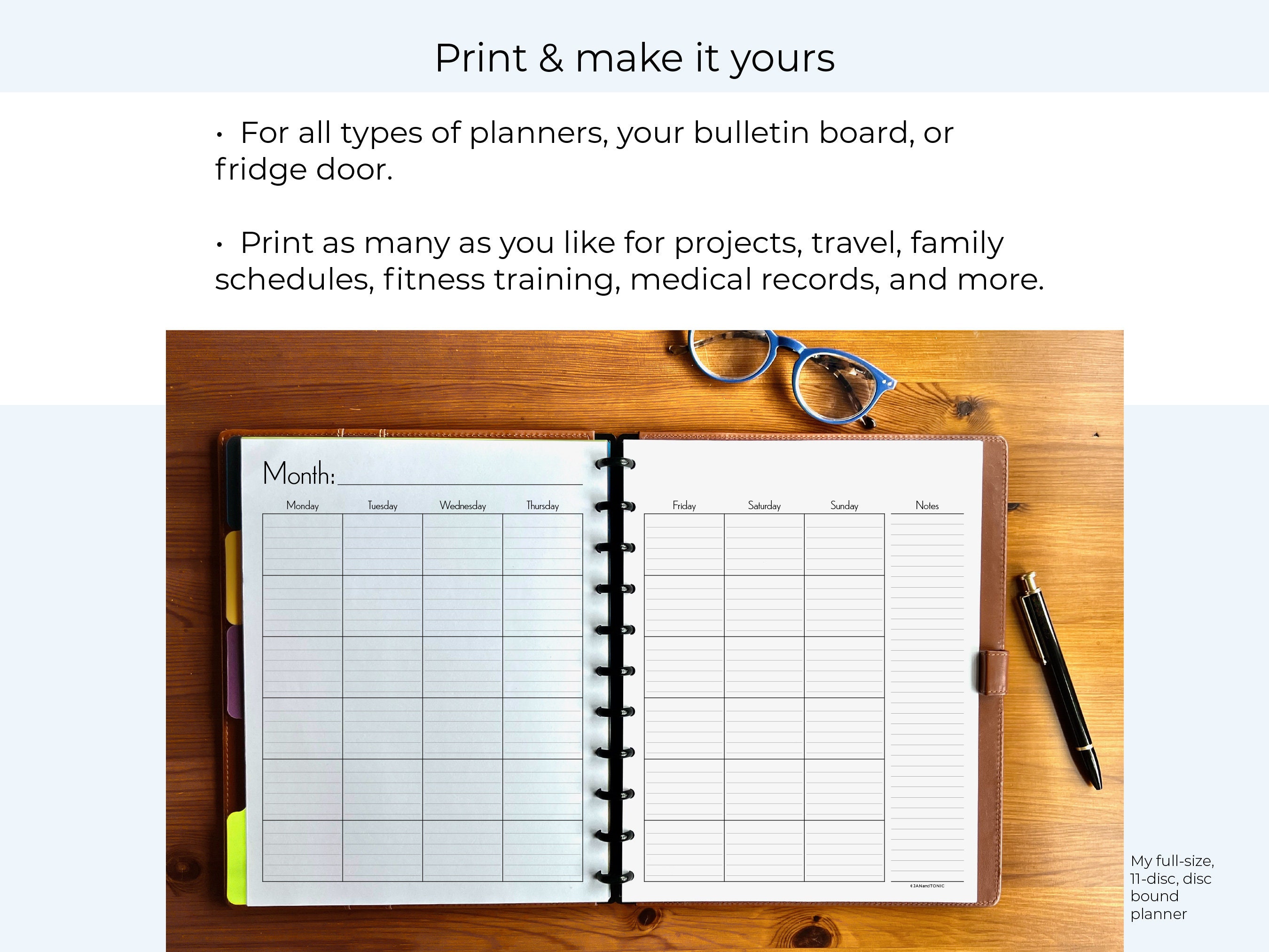 Undated Printable Monthly Planner Insert, Minimalist Design 2 Page ...