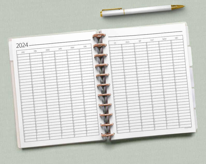 Printable Yearly Planner, 2024 Minimalist YO2P for Work, Family, Travel ...