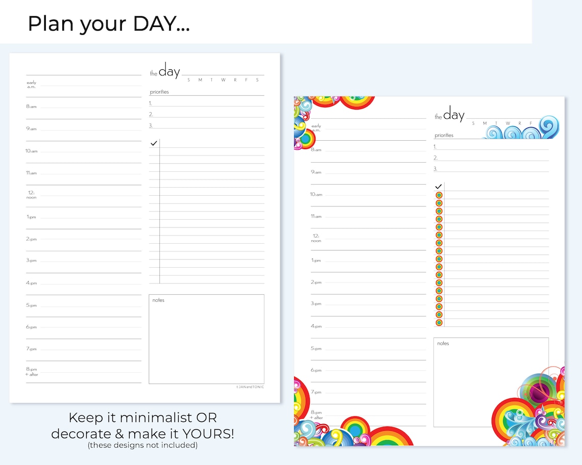 Printable Planner Bundle, Year, Month, Week, Day, Savings, Expenses ...