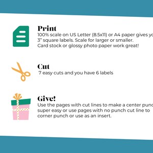 Printable Gift Tags, Square Christmas Gift Tags, 3 Holiday Designs on 3 ...