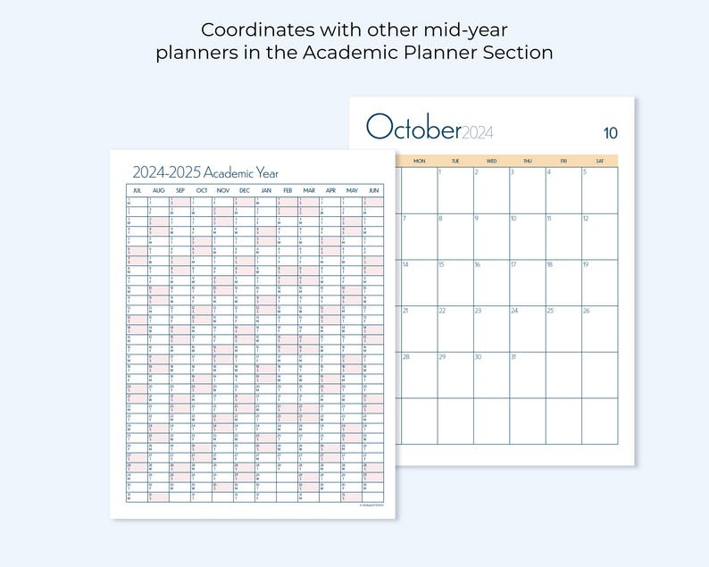Academic Planner, 2025-2026 School Year Printable, Midyear Calendar ...