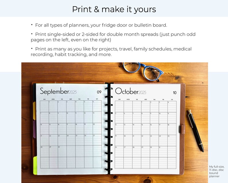 2025 Monthly Calendar, Printable Insert, Minimalist Lined Planner Page ...