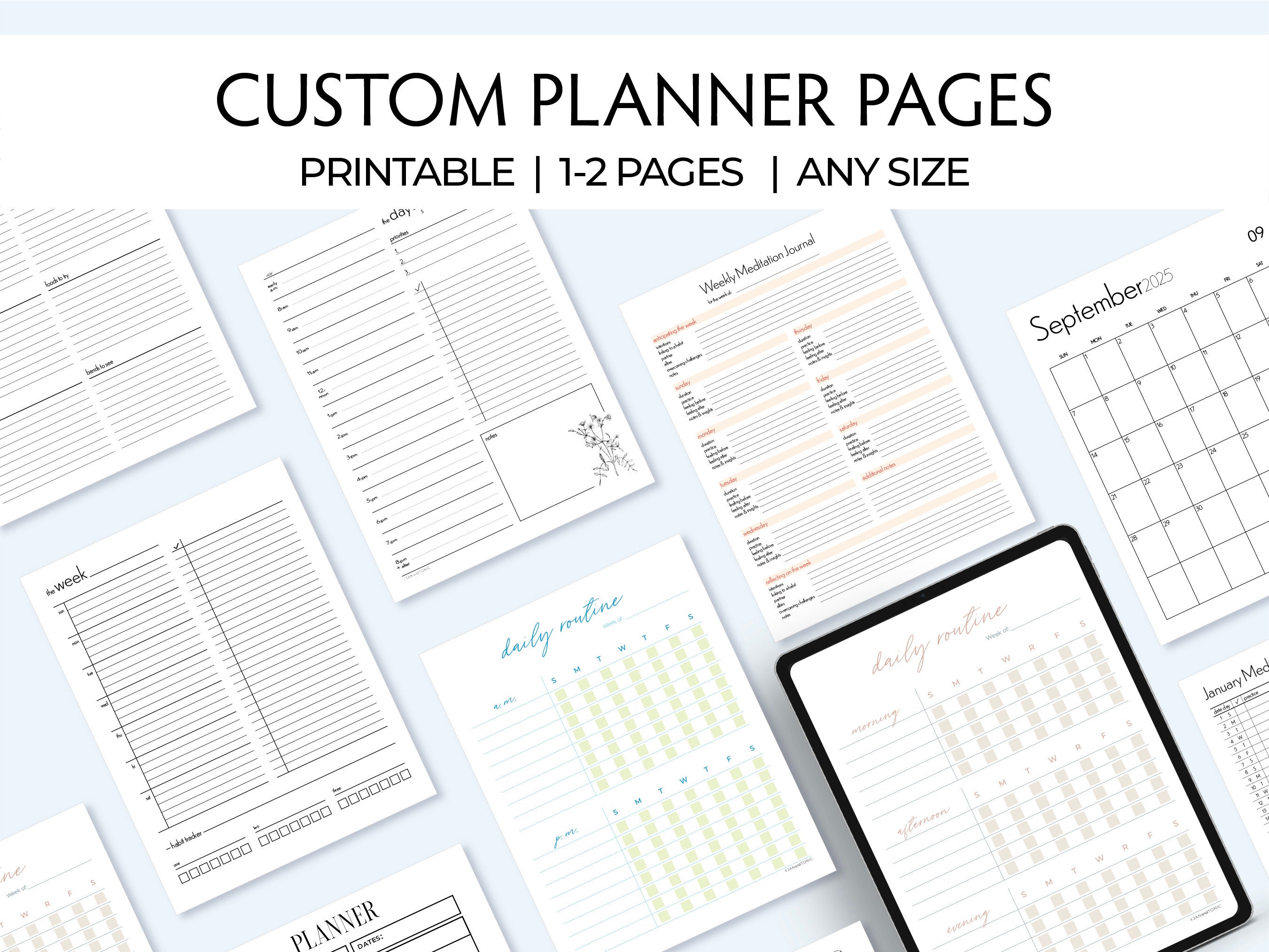 Custom Planner Pages; Personalized Printable Inserts, Forms, Trackers ...
