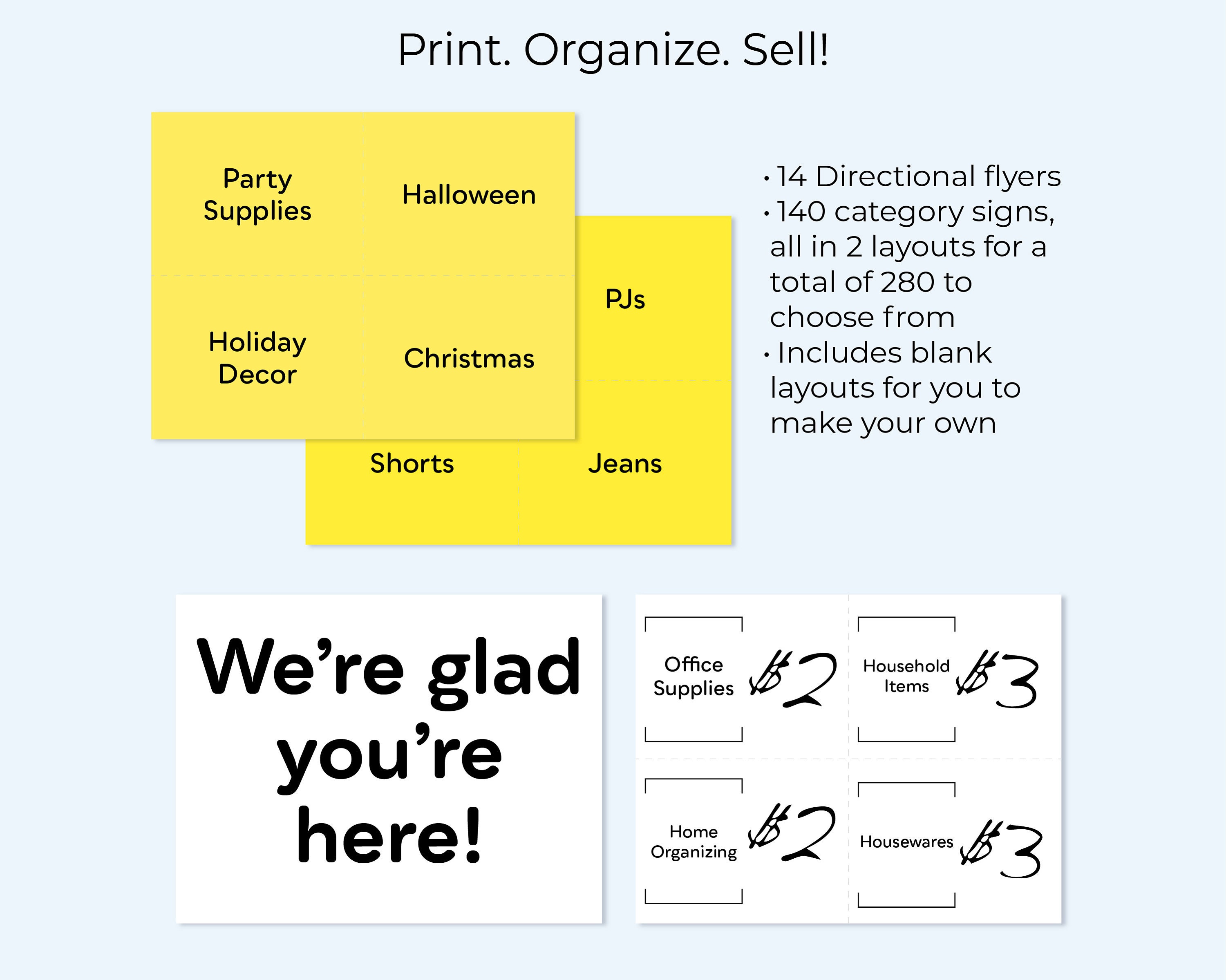 Printable Garage Sale Signs, Yard Sale Sign Kit, Printable Signs and ...