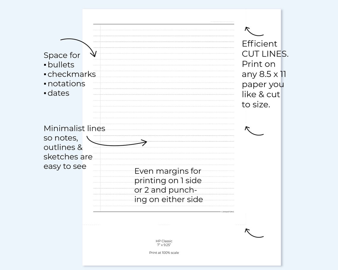 Printable Lined Pages, Happy Planner Classic, Skinny Classic, Mini, Big ...