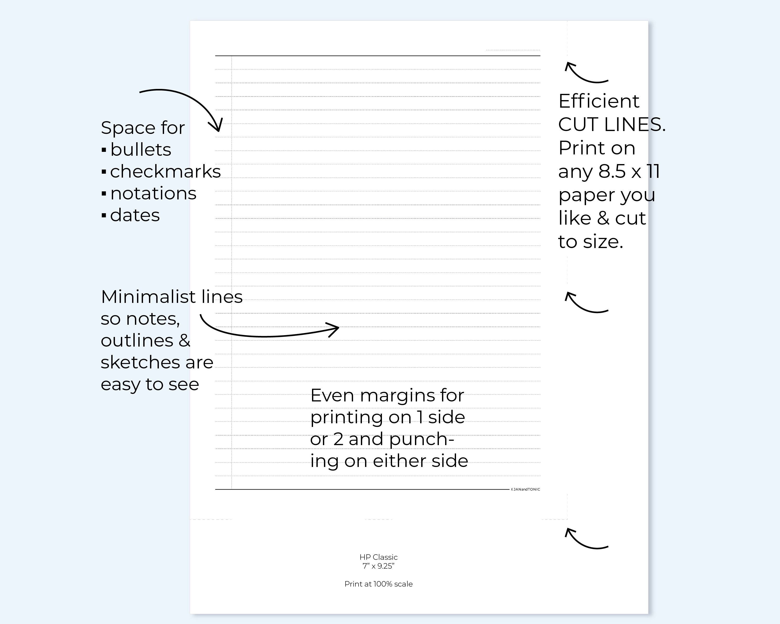 Printable Lined Pages, Happy Planner Classic, Skinny Classic, Mini, Big ...