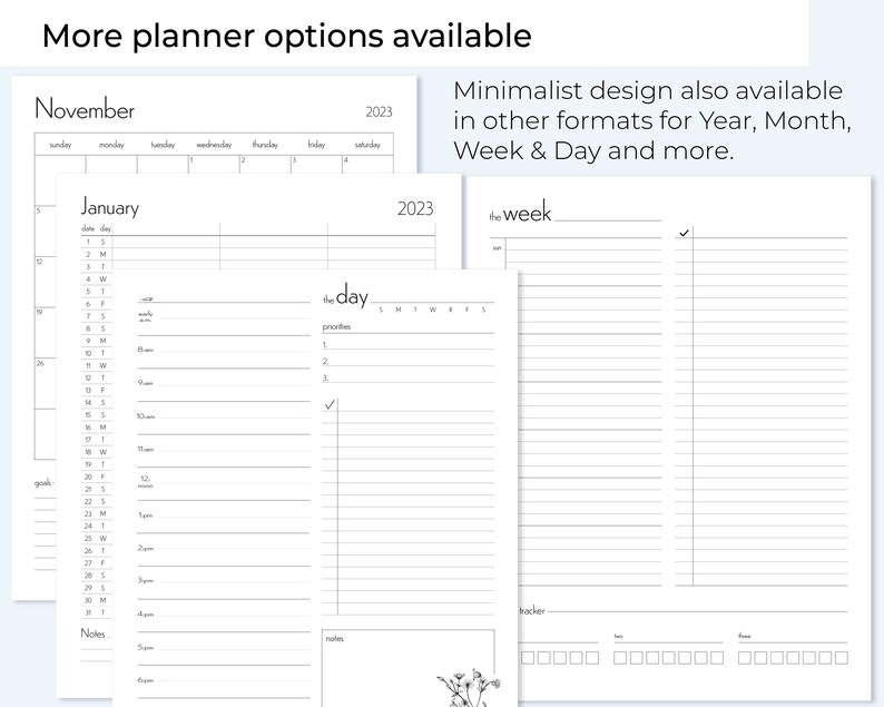Printable Planner Bundle, Year, Month, Week, Day, Savings, Expenses ...