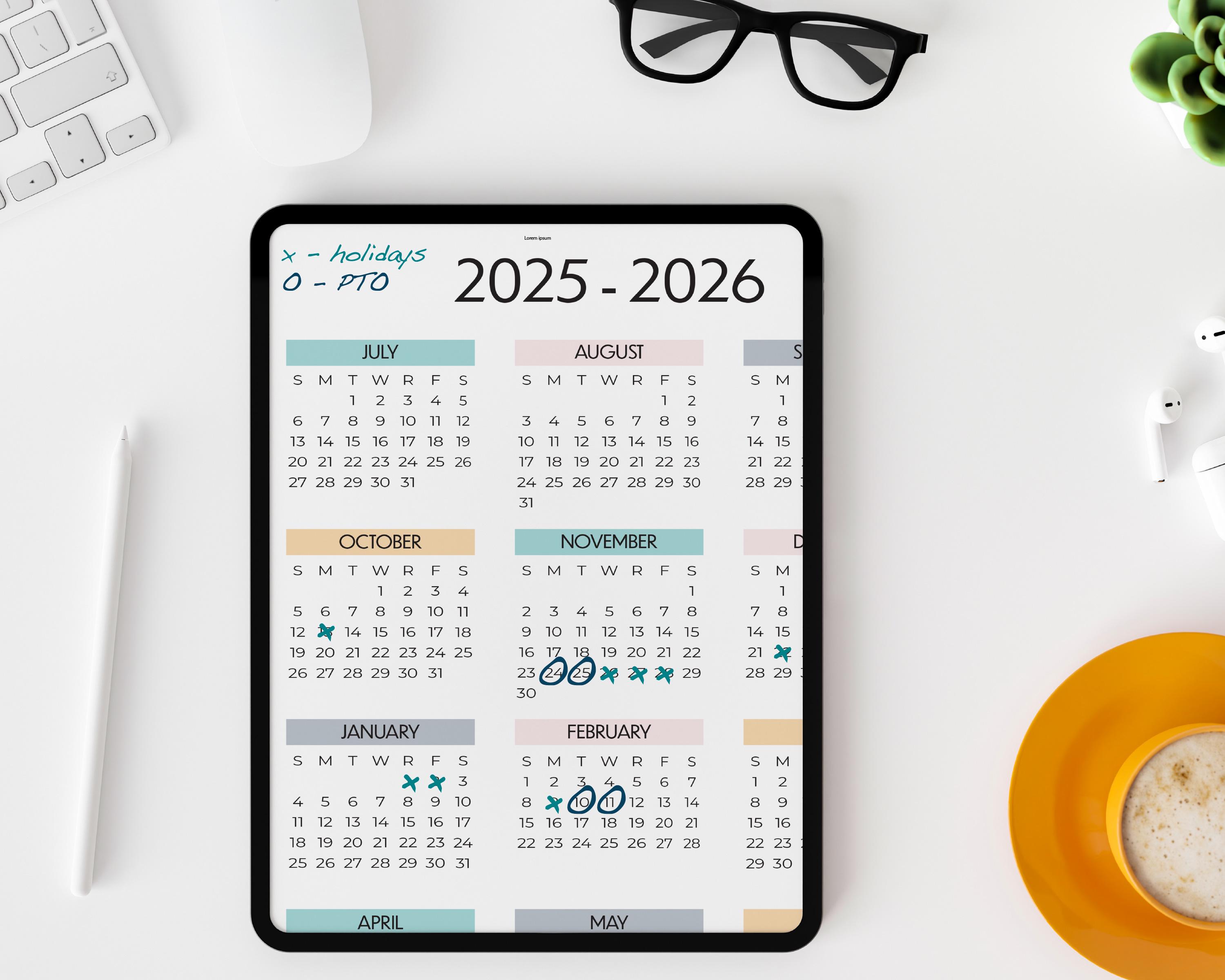 Academic Planner, 2025-2026 School Year Printable, Midyear Calendar ...