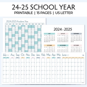Academic Planner 2024-2025 Year and Monthly Printable, Homeschool ...