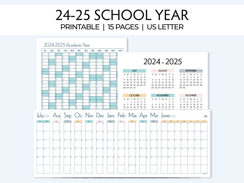 Academic Planner 2024-2025 Year and Monthly Printable, Homeschool ...