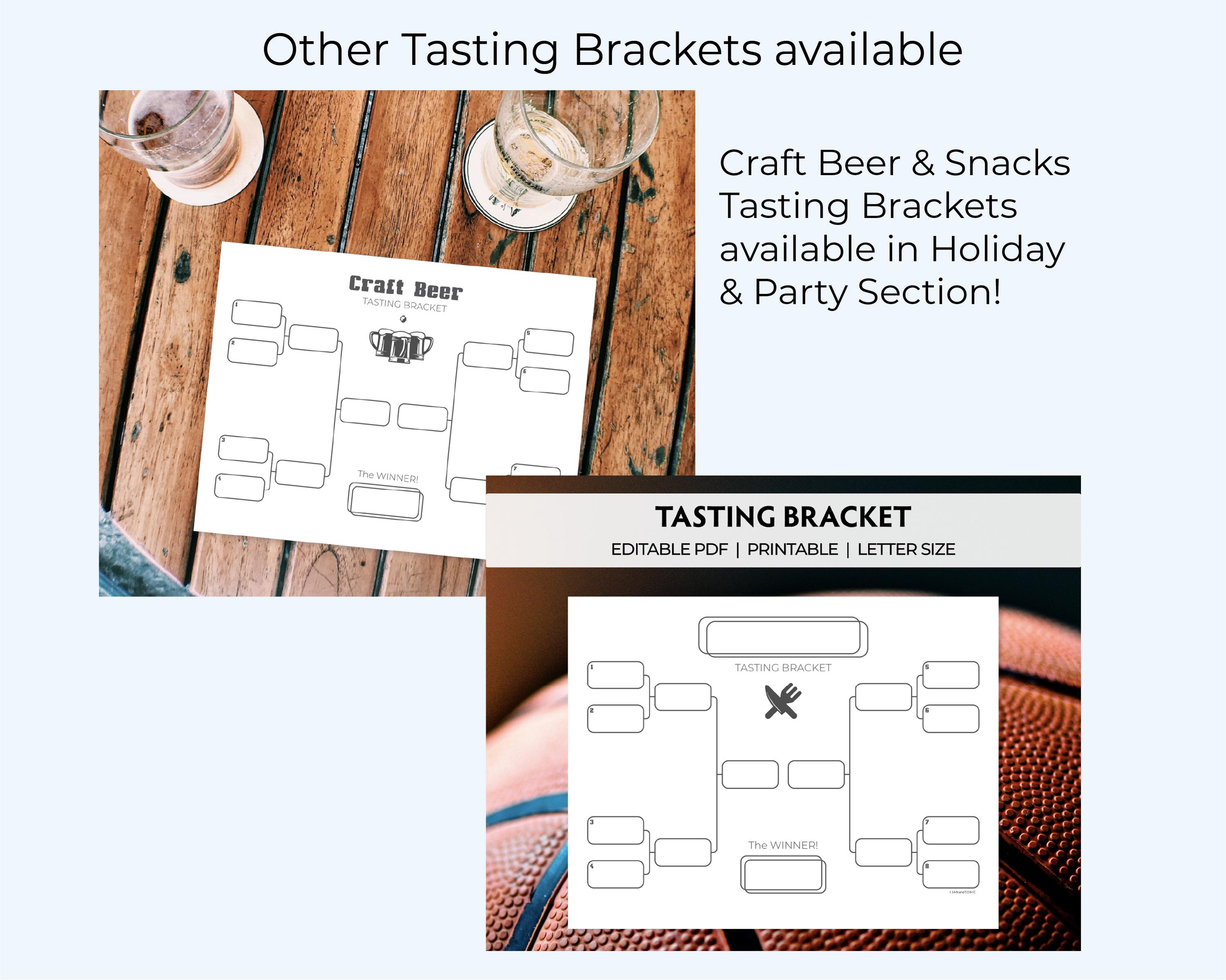 Printable, Editable Whiskey & Cocktail Tasting Bracket, Great for ...