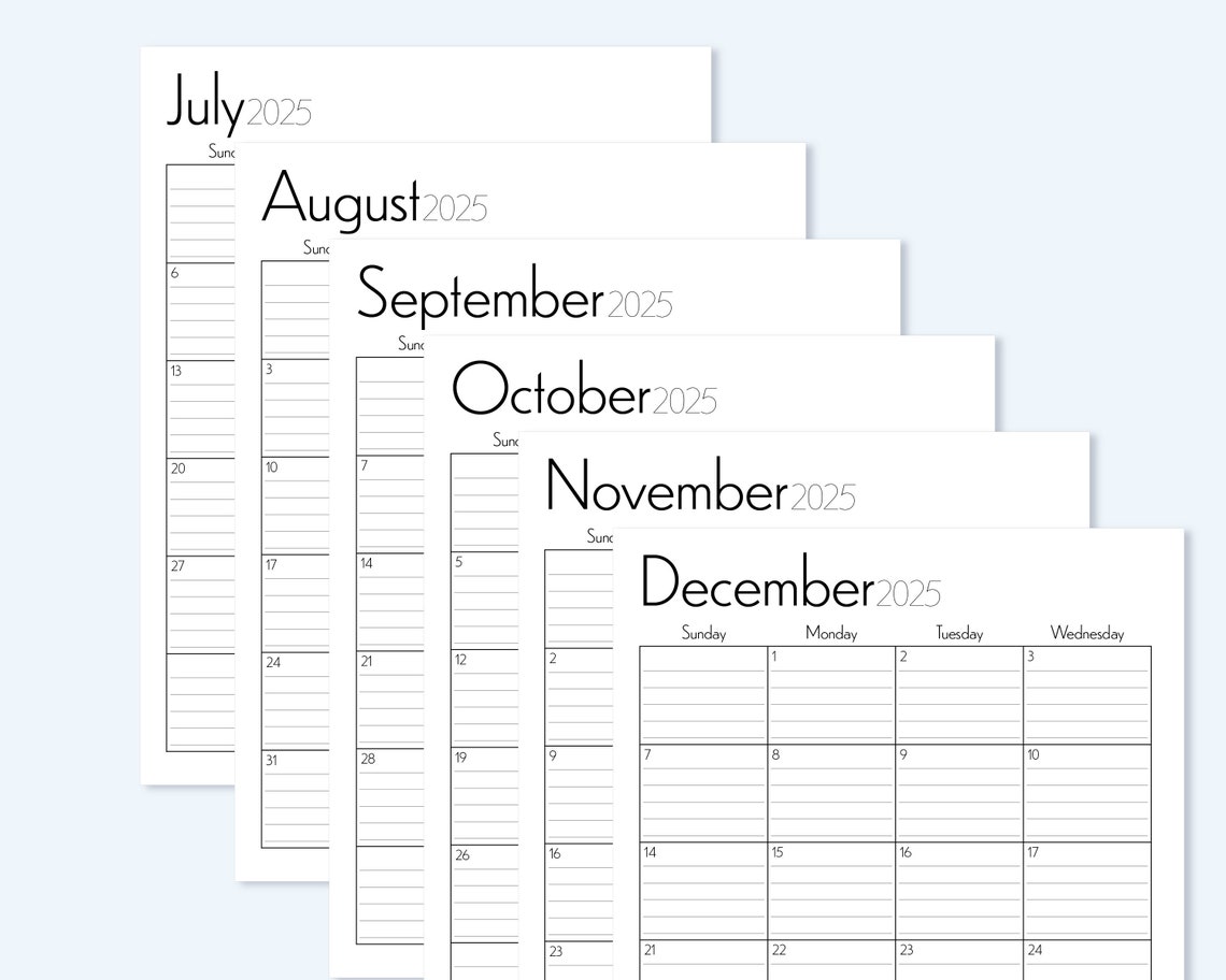 2025 Printable Monthly Planner Insert, Lined Calendar, Minimalist ...