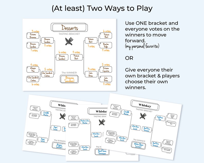 Printable Tasting Bracket for Game Day, Tournament Parties, Holidays ...