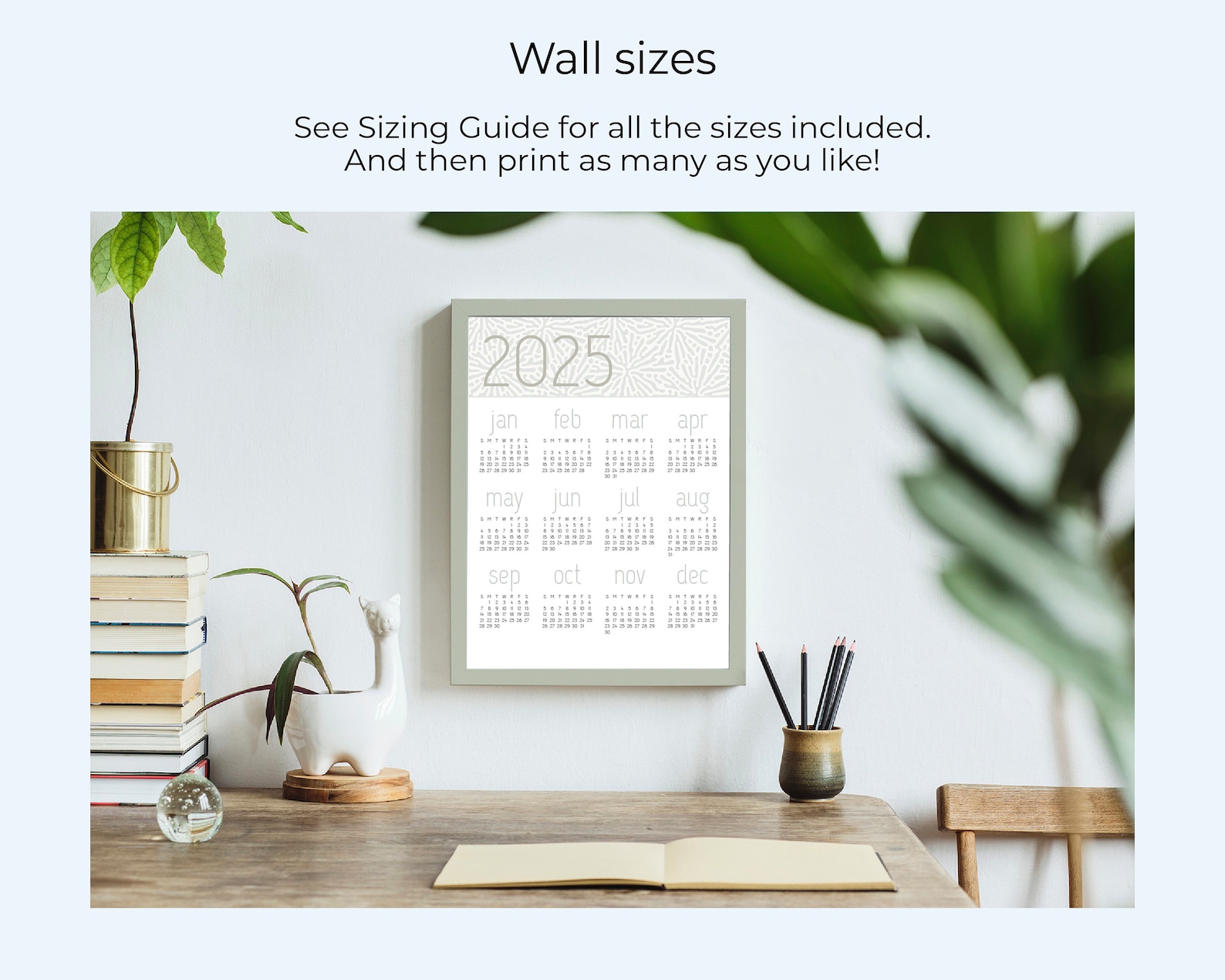 2025 Calendar, Year at a Glance, for Planner, Wall, Bulletin Board ...