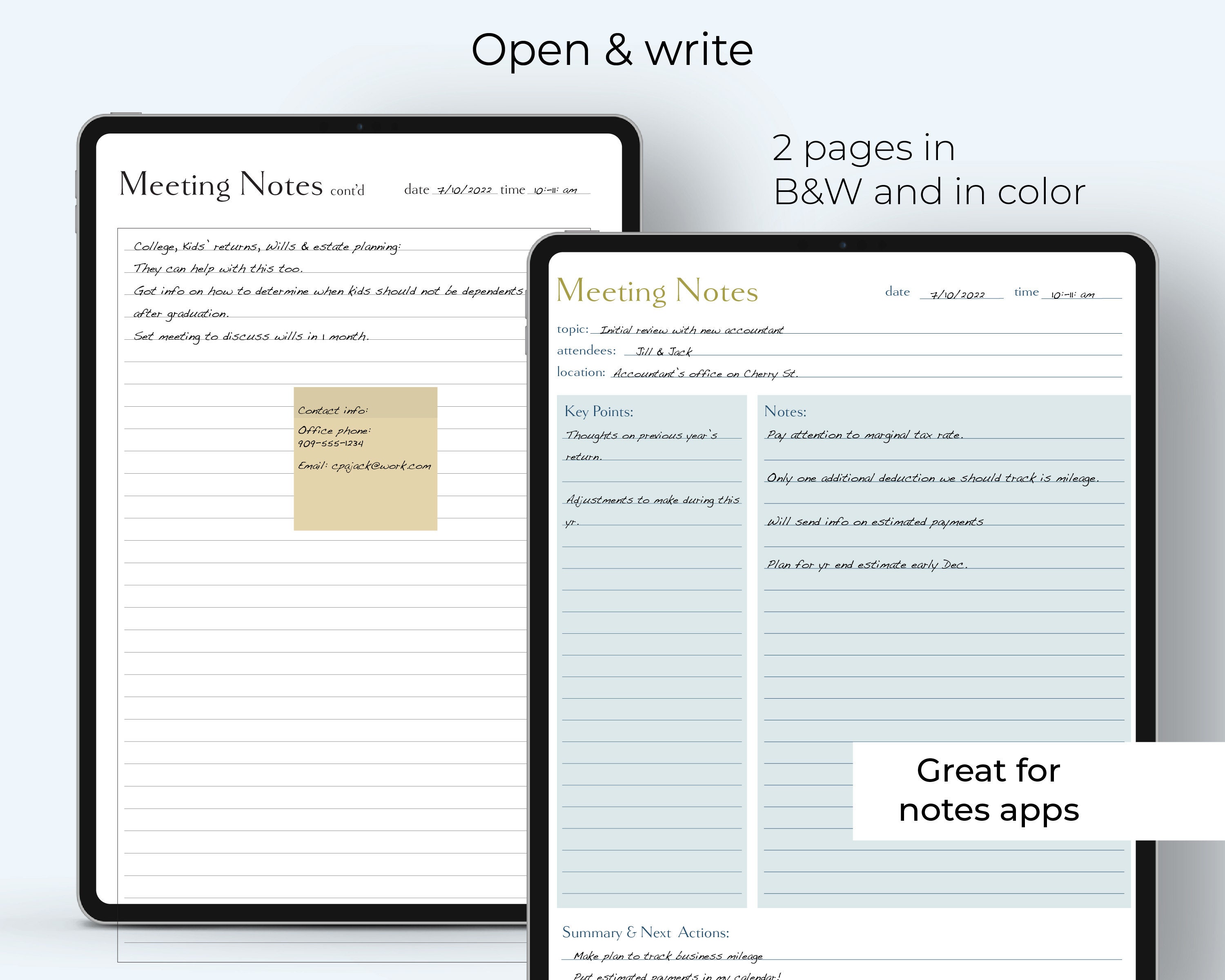 Meeting Minutes Printable, Note Taking Agenda, Professional, School and ...