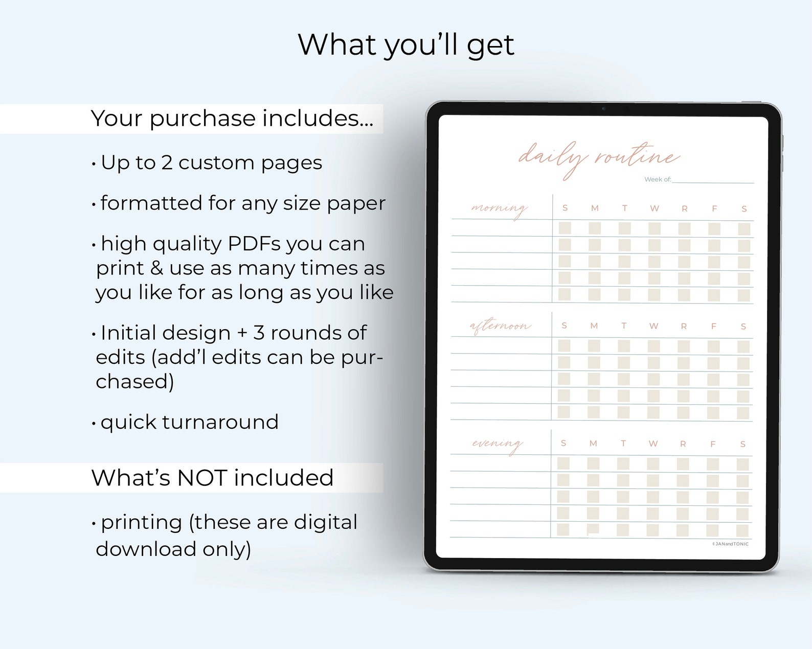 Custom Planner Pages; Personalized Printable Inserts, Forms, Trackers ...