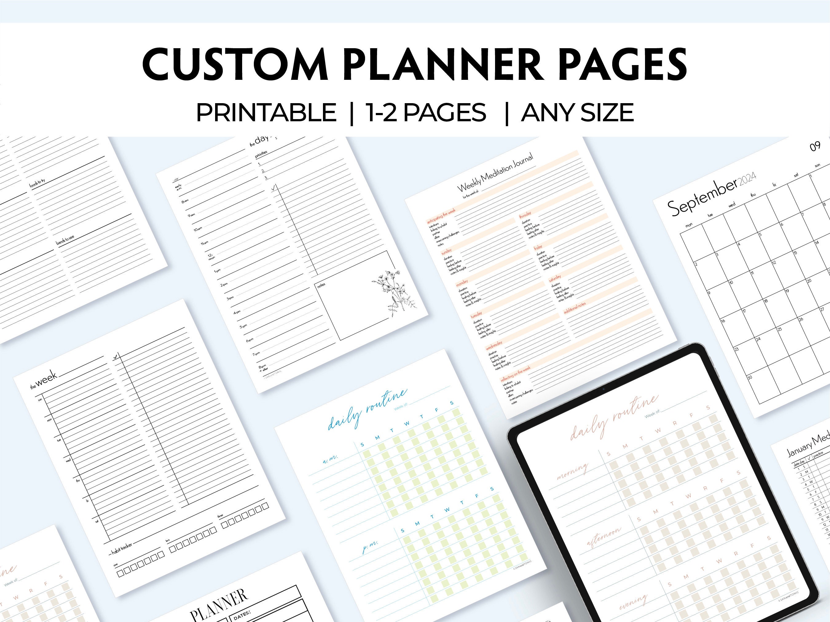 Custom Planner Pages Personalized Printable Inserts Forms - Etsy