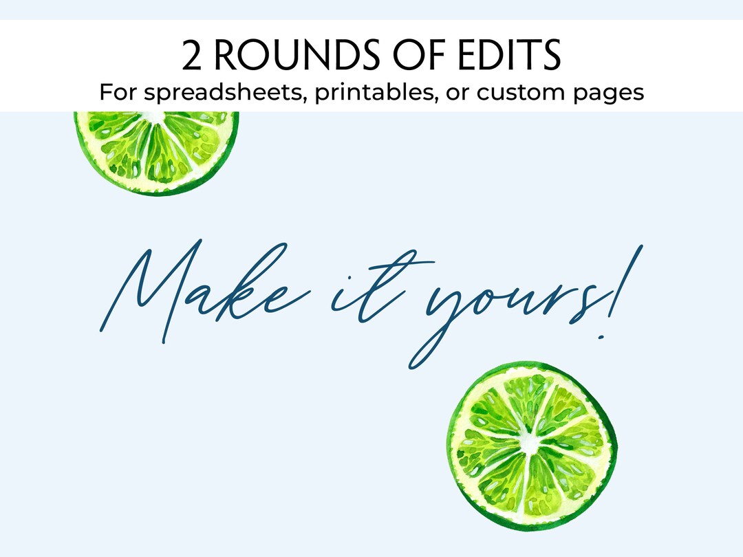 Add-on Edits, 2 Rounds of Edits for Planners, Templates, and Trackers ...