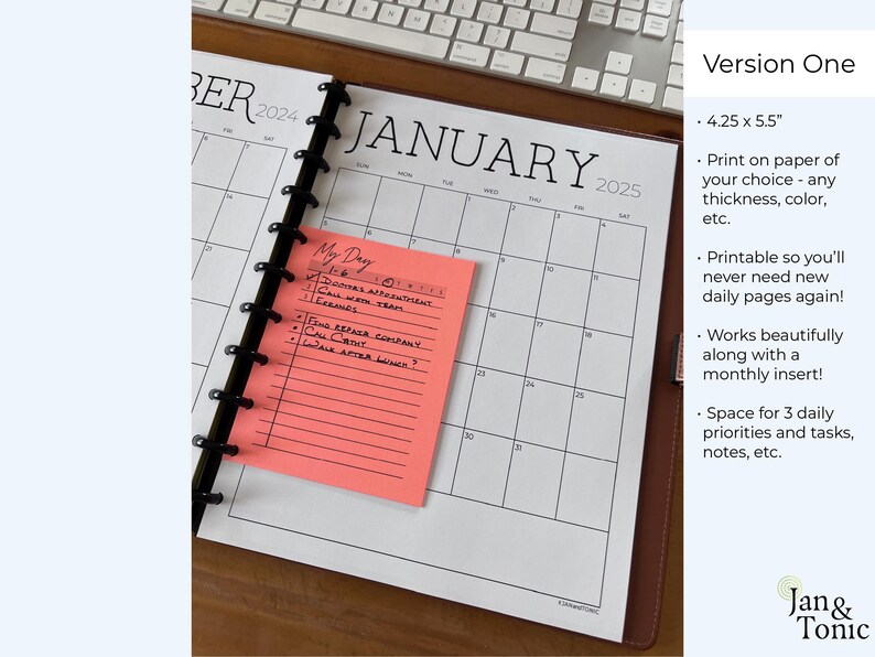 Printable Mini Daily Planner, Desktop Workday Notepad, Flexible, Always ...