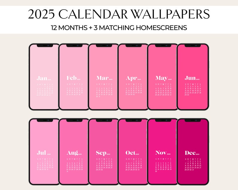 2025 Pink Aesthetic Monthly Wallpaper for Cell Phones, Calendar Lock ...