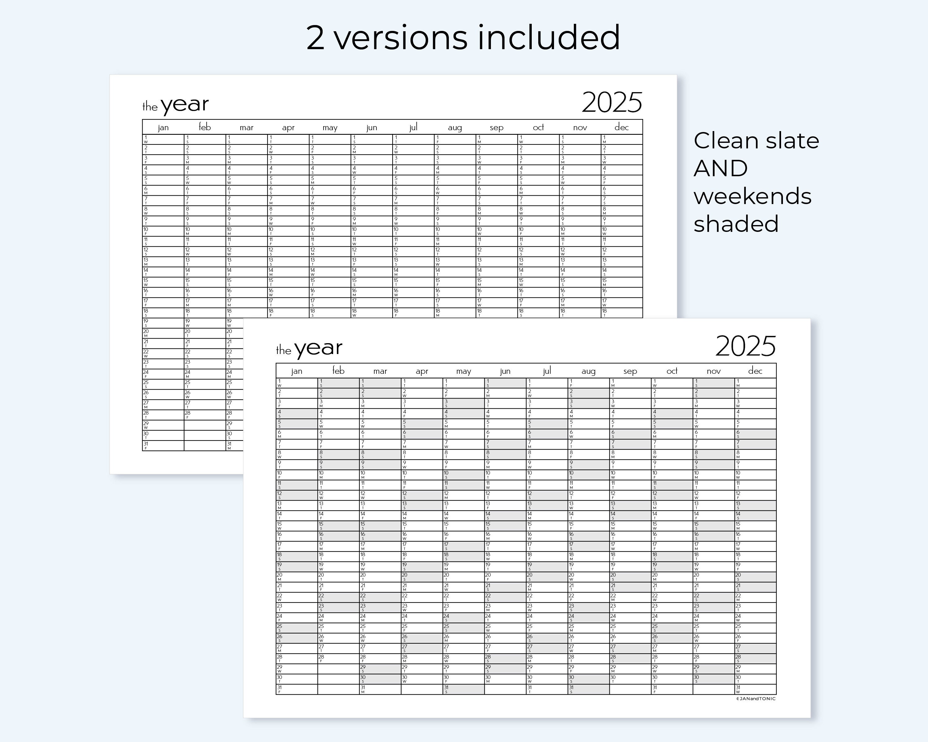 Yearly Printable Planner for 2025, Minimalist Yo1p for Work, Family ...