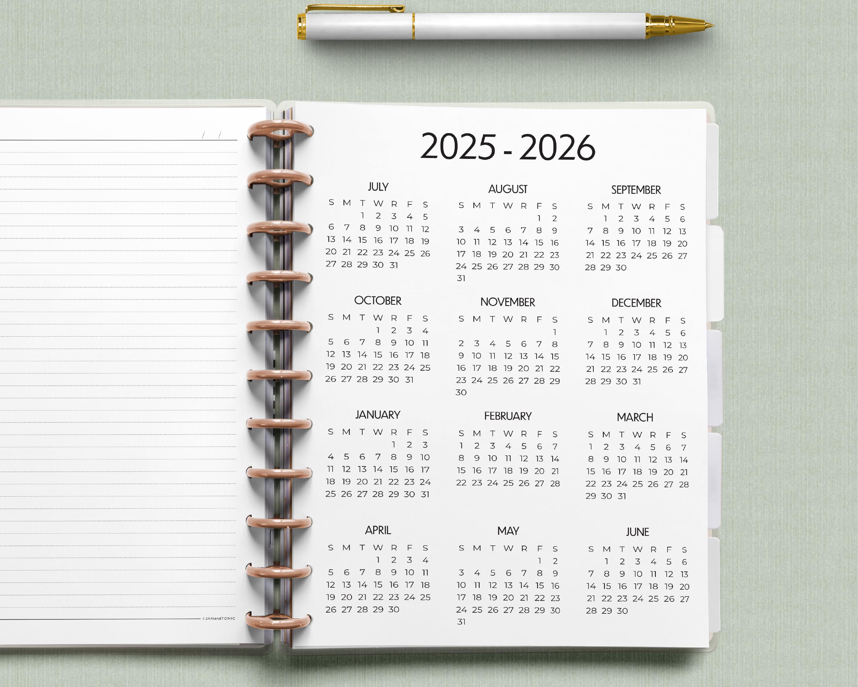 Academic Planner, 2025-2026 School Year Printable, Midyear Calendar ...