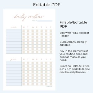 Editable Daily Routine, Habit Tracker, Monday Start, Weekly Routine ...