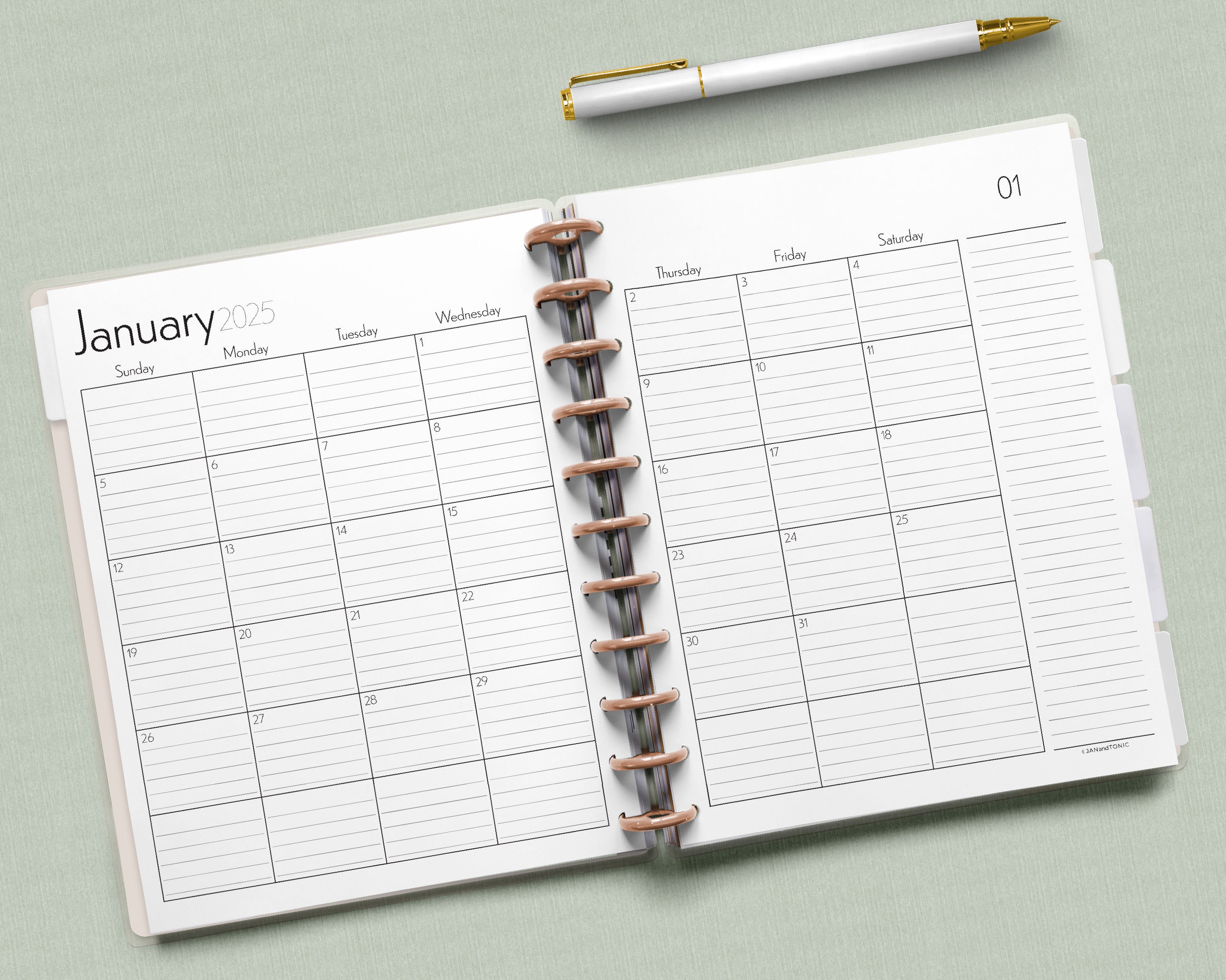 2025 Printable Monthly Planner Insert, Lined Calendar, Minimalist ...