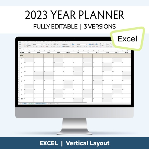 Excel 2023 Year Planner - Etsy