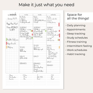 Printable Weekly Planner, Monday Start, Undated Dashboard Layout, Week ...