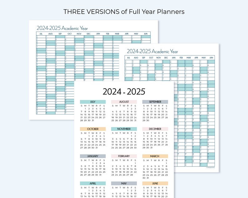 Academic Planner 2024-2025 Year and Monthly Printable, Homeschool ...