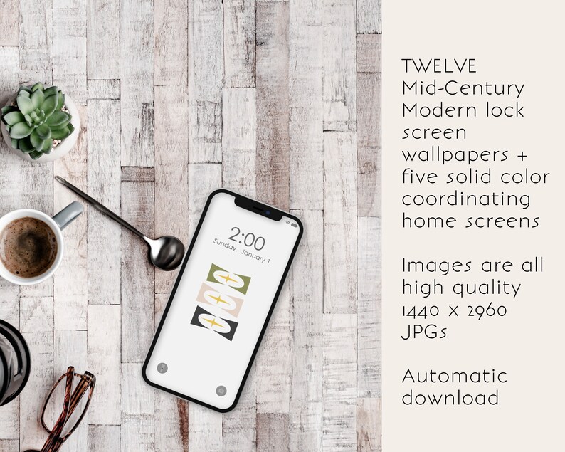 Phone Wallpapers, Mid-century Modern, 12 MCM Lock Screen Designs With 5 ...