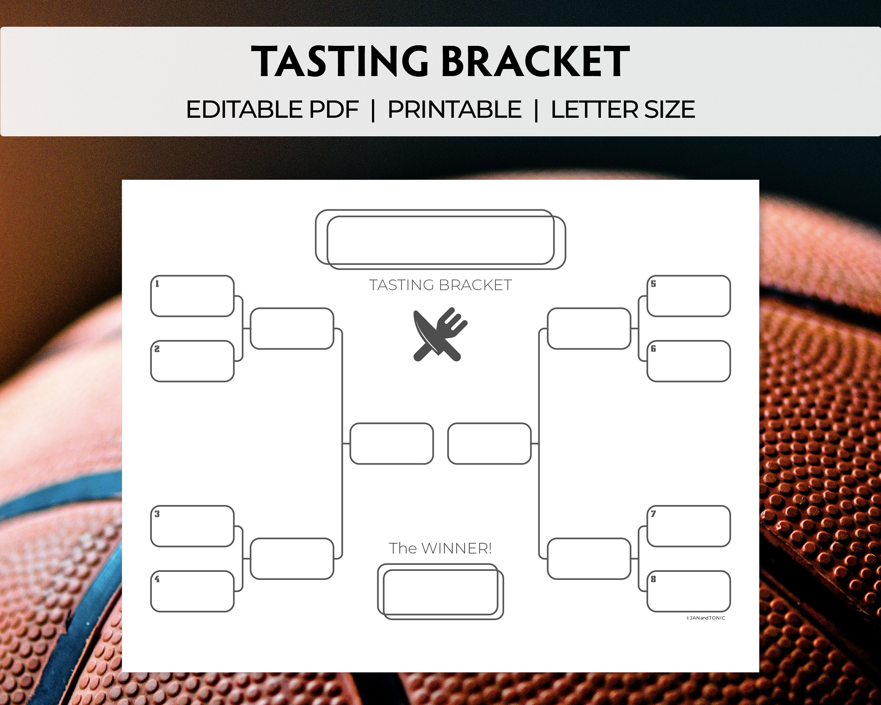 Printable Tasting Bracket for Game Day, Tournament Parties, Holidays ...
