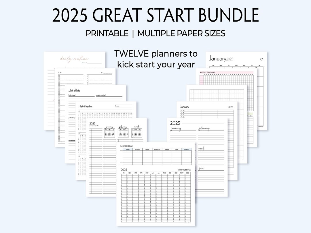 Printable 2025 Planner Bundle, Year, Month, Week, Routines, Habit ...