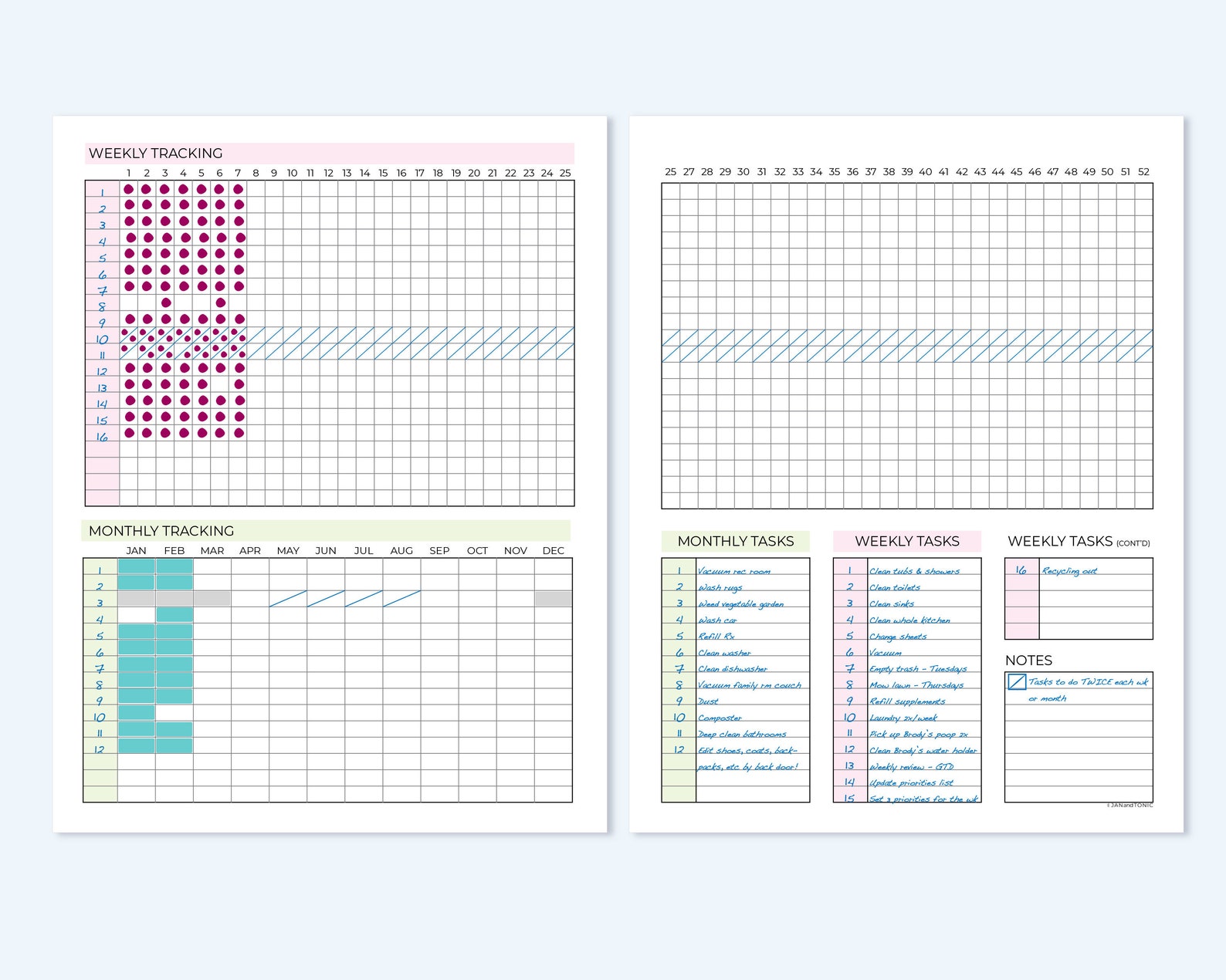 Printable Routine Chart, Simple and Easy Weekly and Monthly Task ...