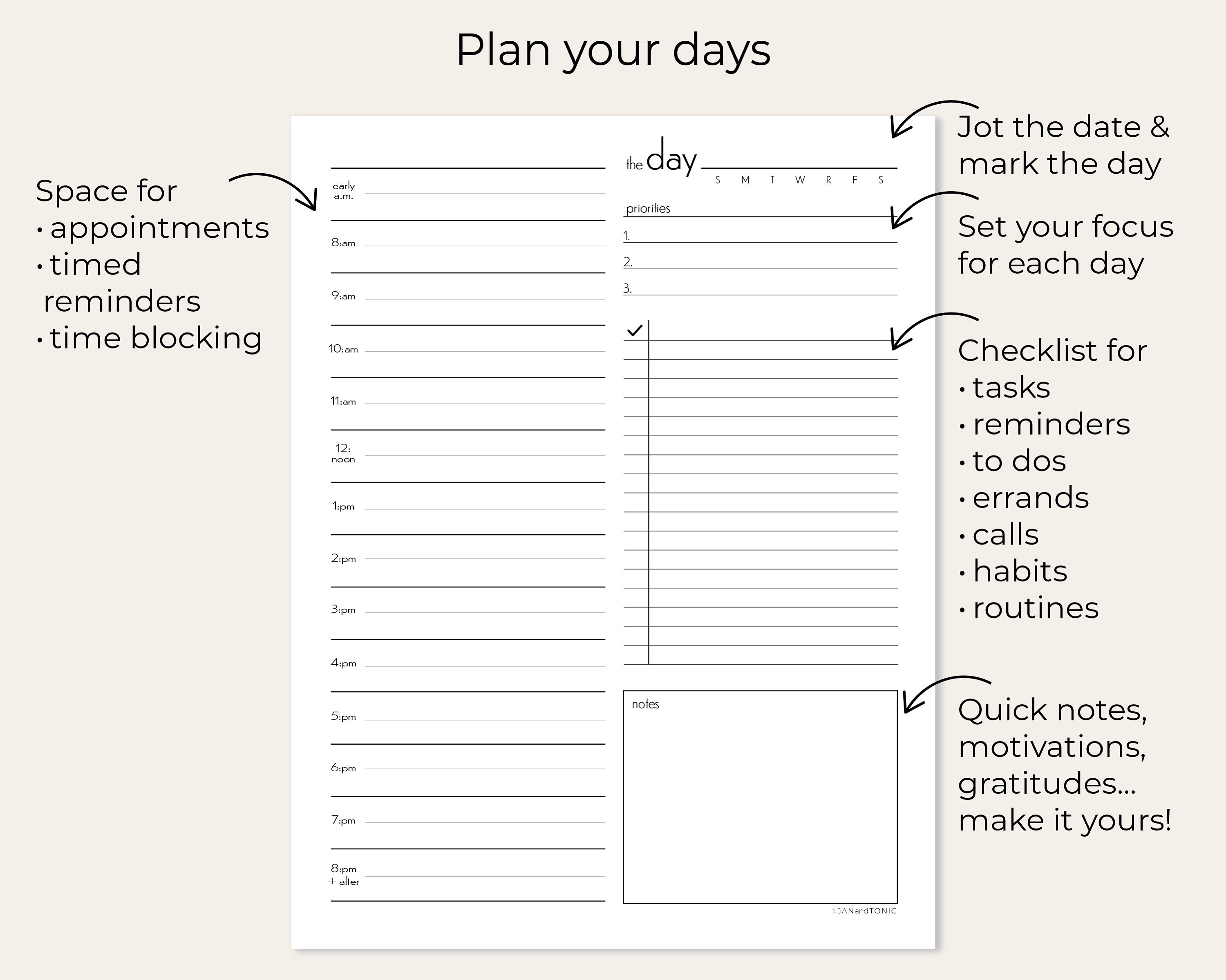 Printable Planner Bundle, Daily, Weekly, Monthly and Yearly for Letter ...
