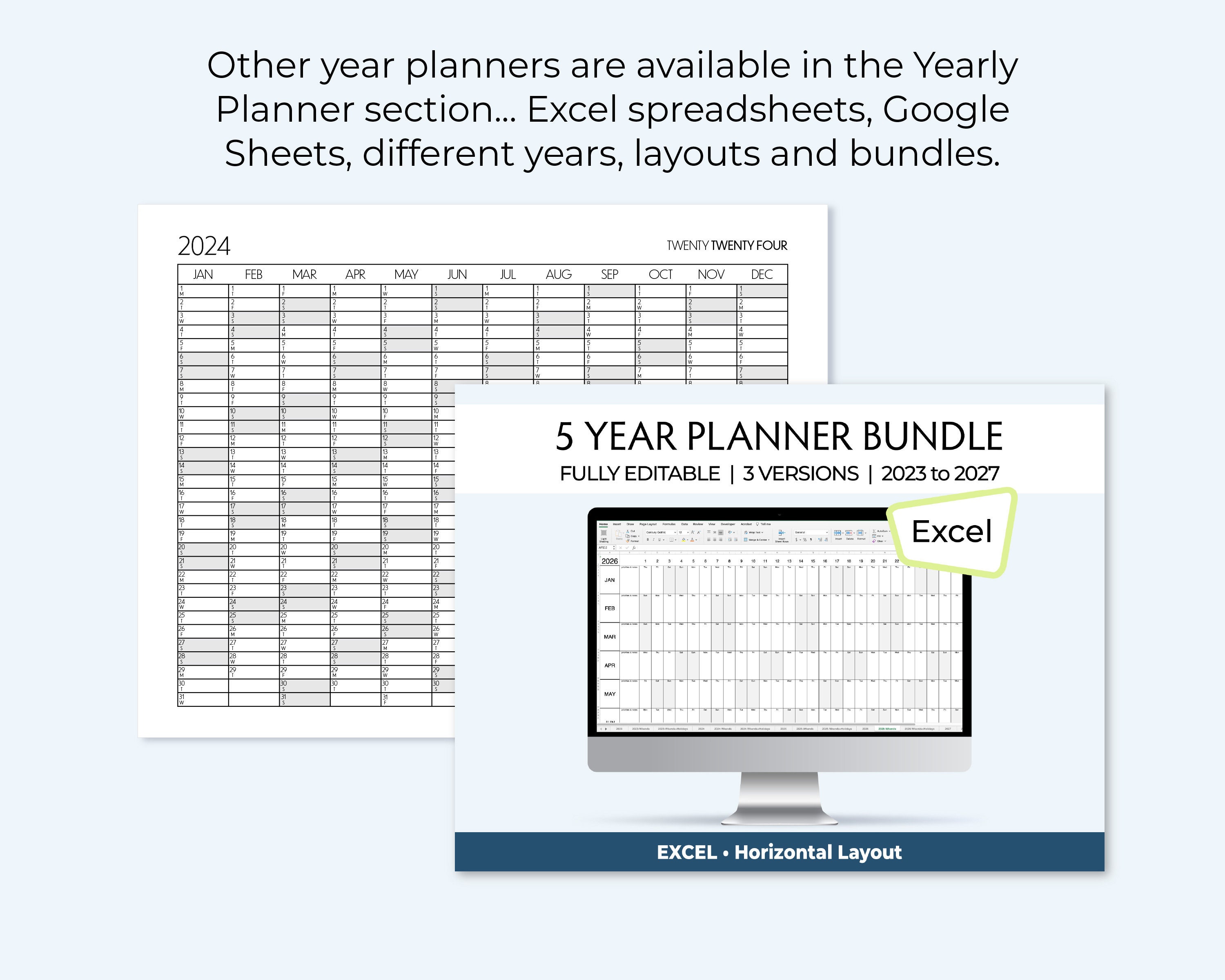 Yearly Planner Printable, Minimalist Design for Work, Home, Family ...