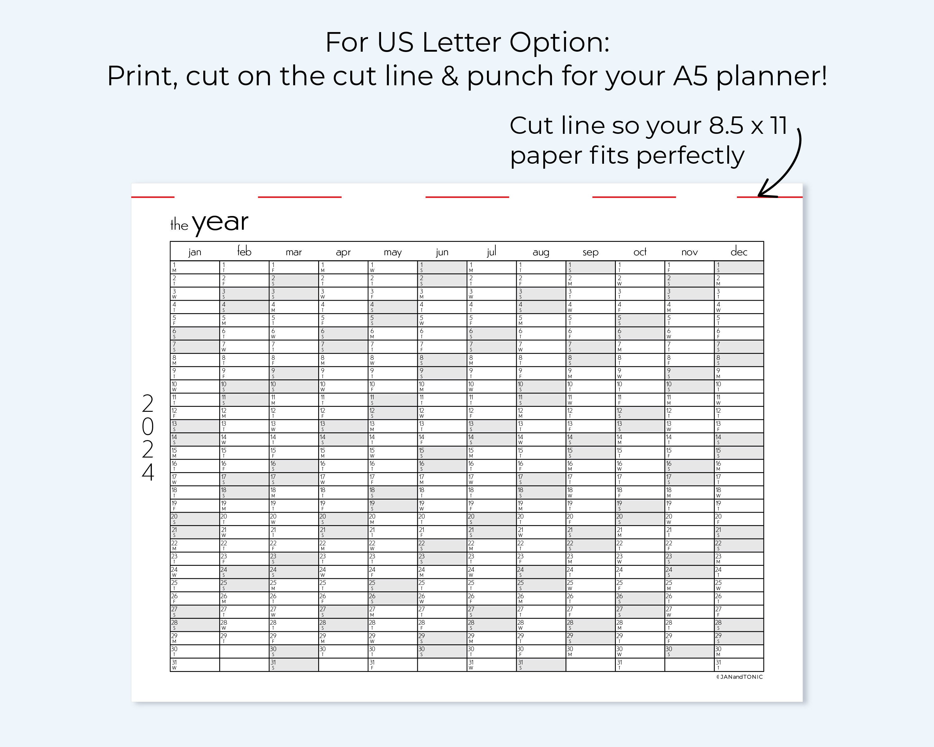 2024 Year Printable Planner Foldout for A5 Planners Prints - Etsy