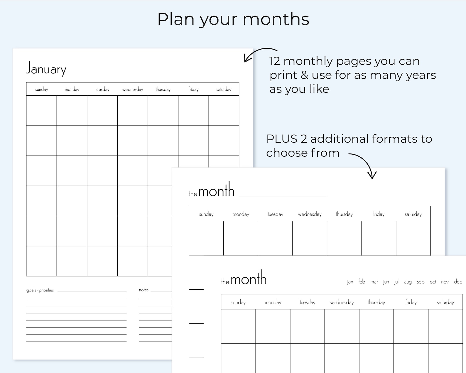 Printable Planner Bundle, Daily, Weekly, Monthly and Yearly for Letter ...