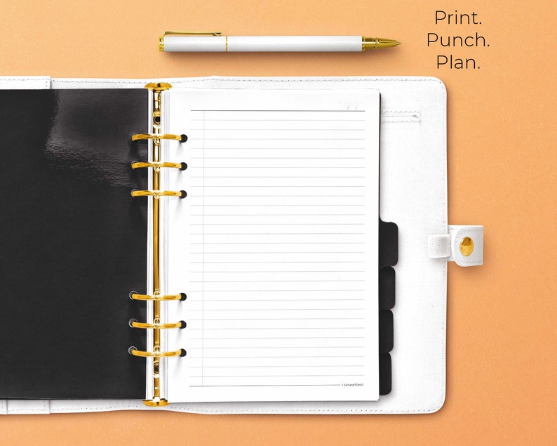 Printable Lined Pages, US Letter, Half Letter, A4, A5, B6 Planners ...